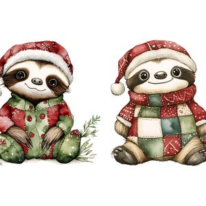 Christmas Sloth Clipart, 14 JPG, Whimsical Xmas Clip Art, Paper Crafts ...