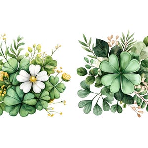 St. Patrick's Day Watercolor Clipart: Lucky Clover Floral (16 JPG ...