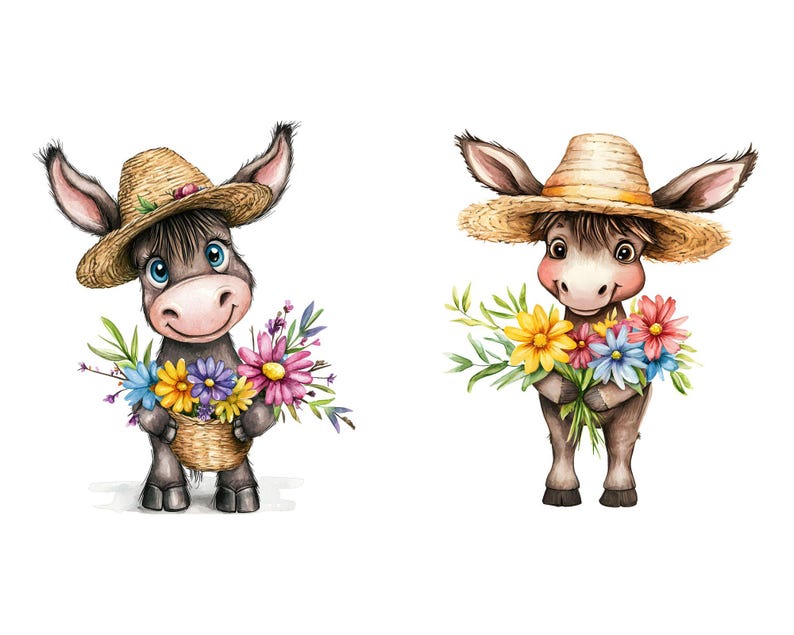 Watercolor Mule Clipart, Floral Farm Animal Art (digital Clip) - Etsy