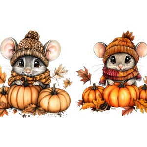 Autumn Mouse Clipart, 14 JPG, Cute Mouse Fall Clip Art, Paper Crafting ...