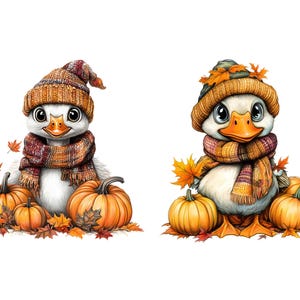 Autumn Goose Clipart, 14 JPG, Cute Fall Clip Art, Paper Crafting, Card ...