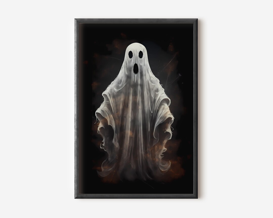 Ghost Wall Art Print, Ghost Printable Art, Halloween Decor, Vintage ...