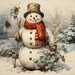 Snowman Decor, Snowman Printable, Square Wall Art, Christmas Wall Art ...