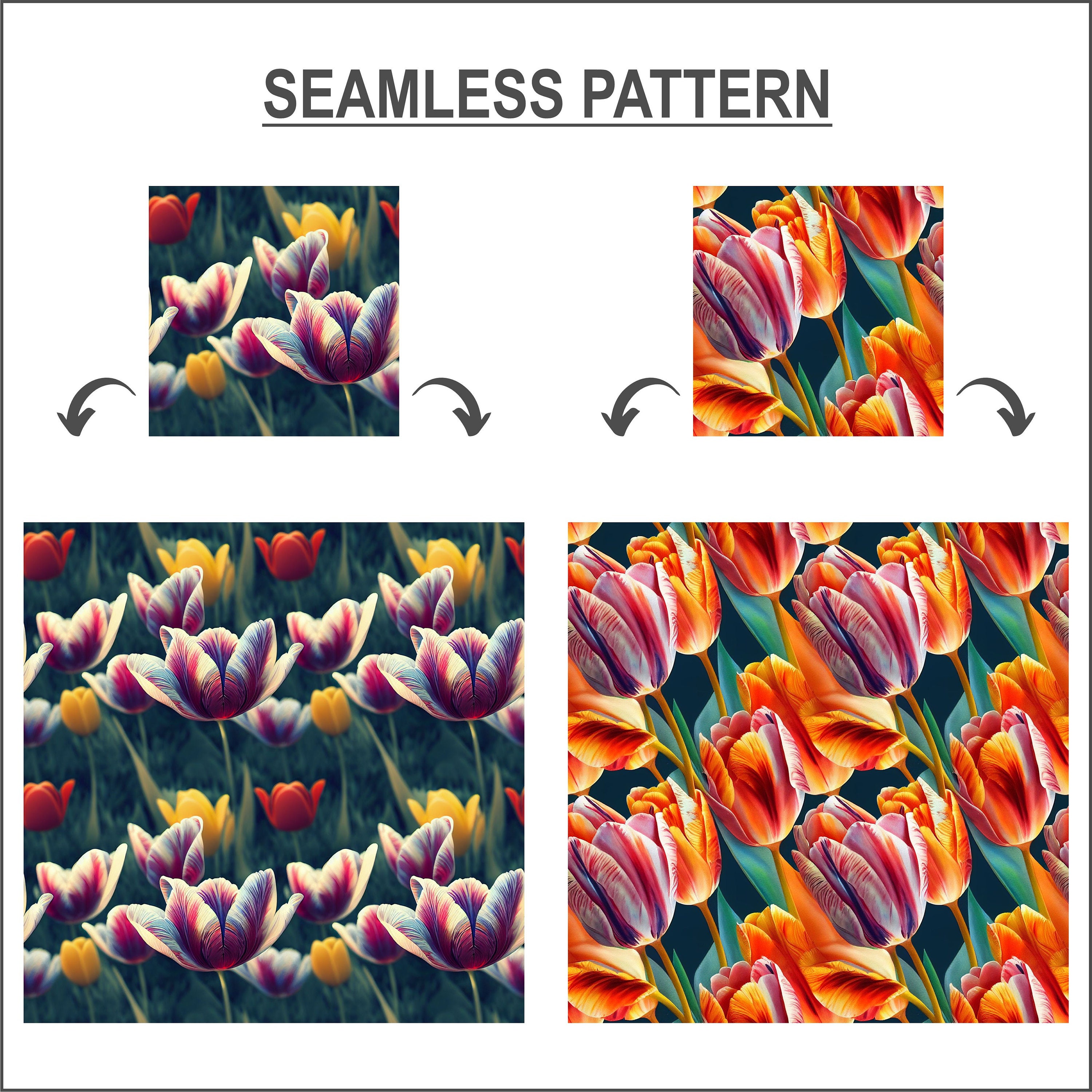 Spring Tulip Seamless Pattern Repeating Flowers Digital - Etsy