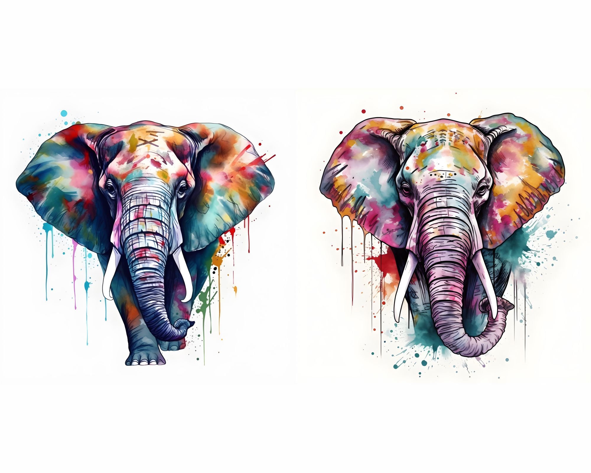Watercolor Elephant Clipart, 12 High Quality Jpgs, Elephant Head Clip ...