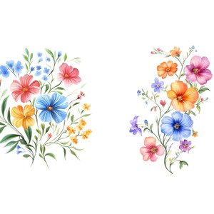 Watercolor Flowers Clipart, 14 PNG, Sublimation Design, Floral Clip Art ...