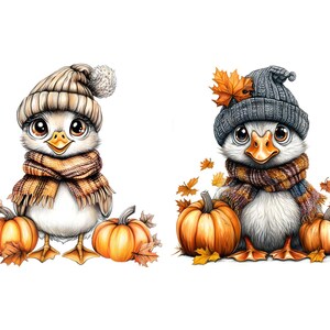 Autumn Goose Clipart, 14 JPG, Cute Fall Clip Art, Paper Crafting, Card ...