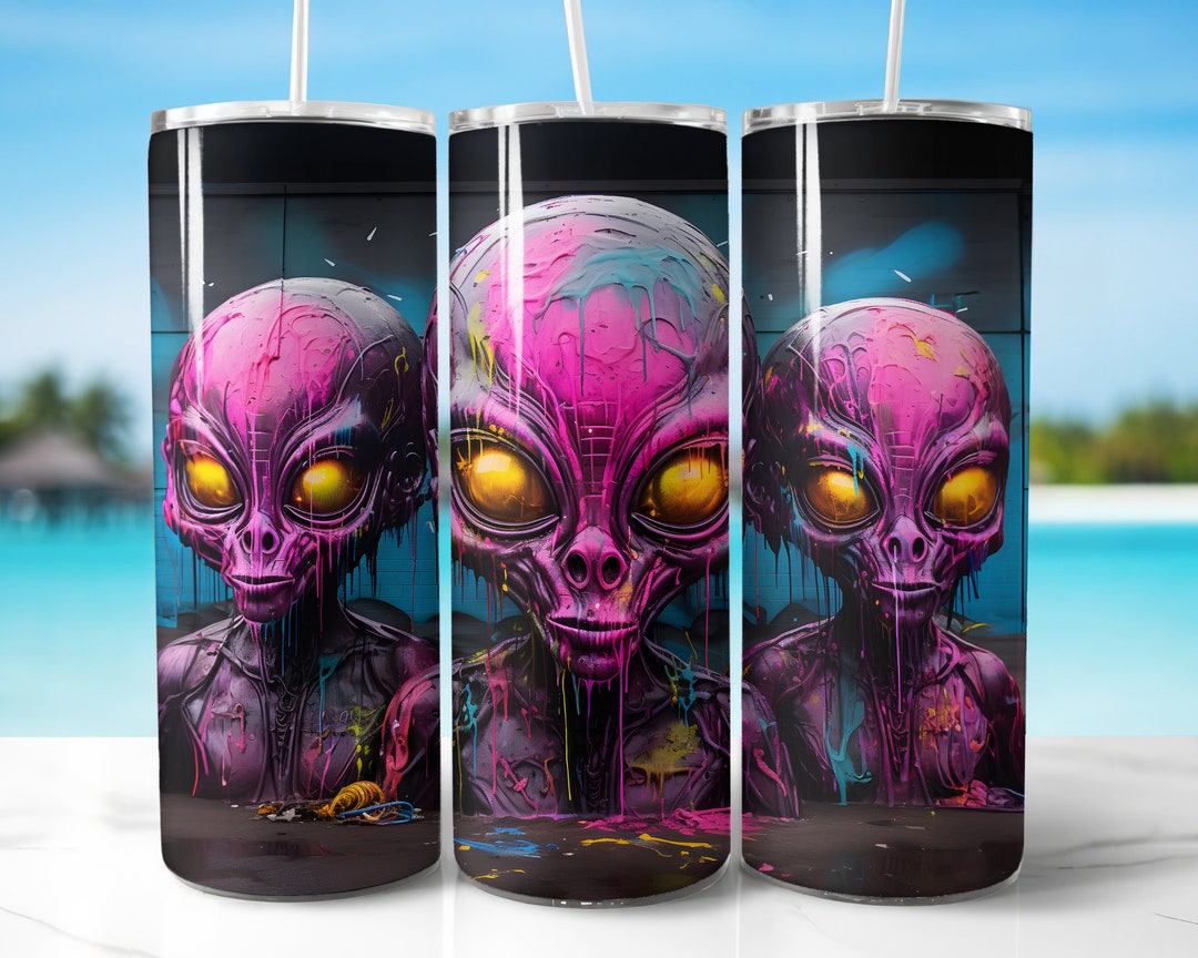 Alien UFO Skinny Tumbler Wrap, Seamless Sublimation PNG, Digital ...