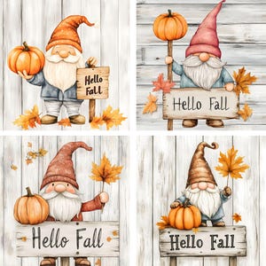 Hello Fall Gnome Illustrations, 24 JPG, Scrapbooking Images, Card ...