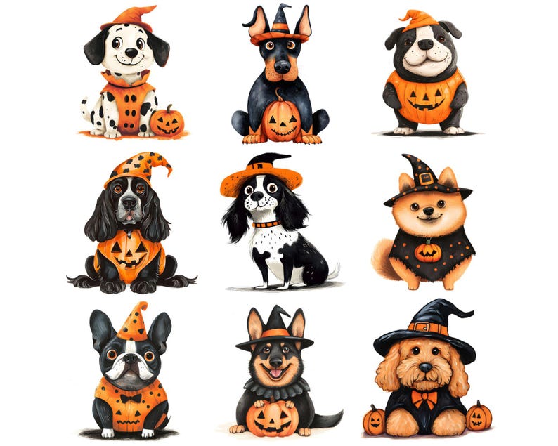 Halloween Dogs Clipart: 70 Funny Dog Images (digital Download) - Etsy