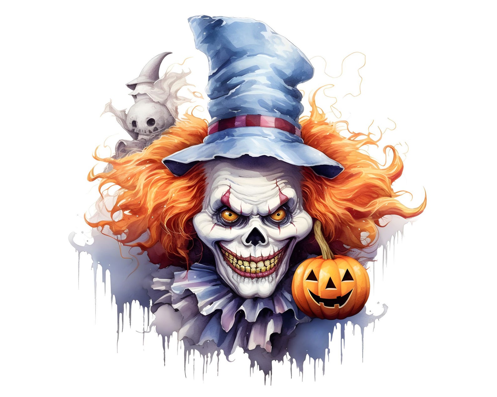 Halloween Scary Clown Clipart 14 Jpgs Watercolor Clown - Etsy