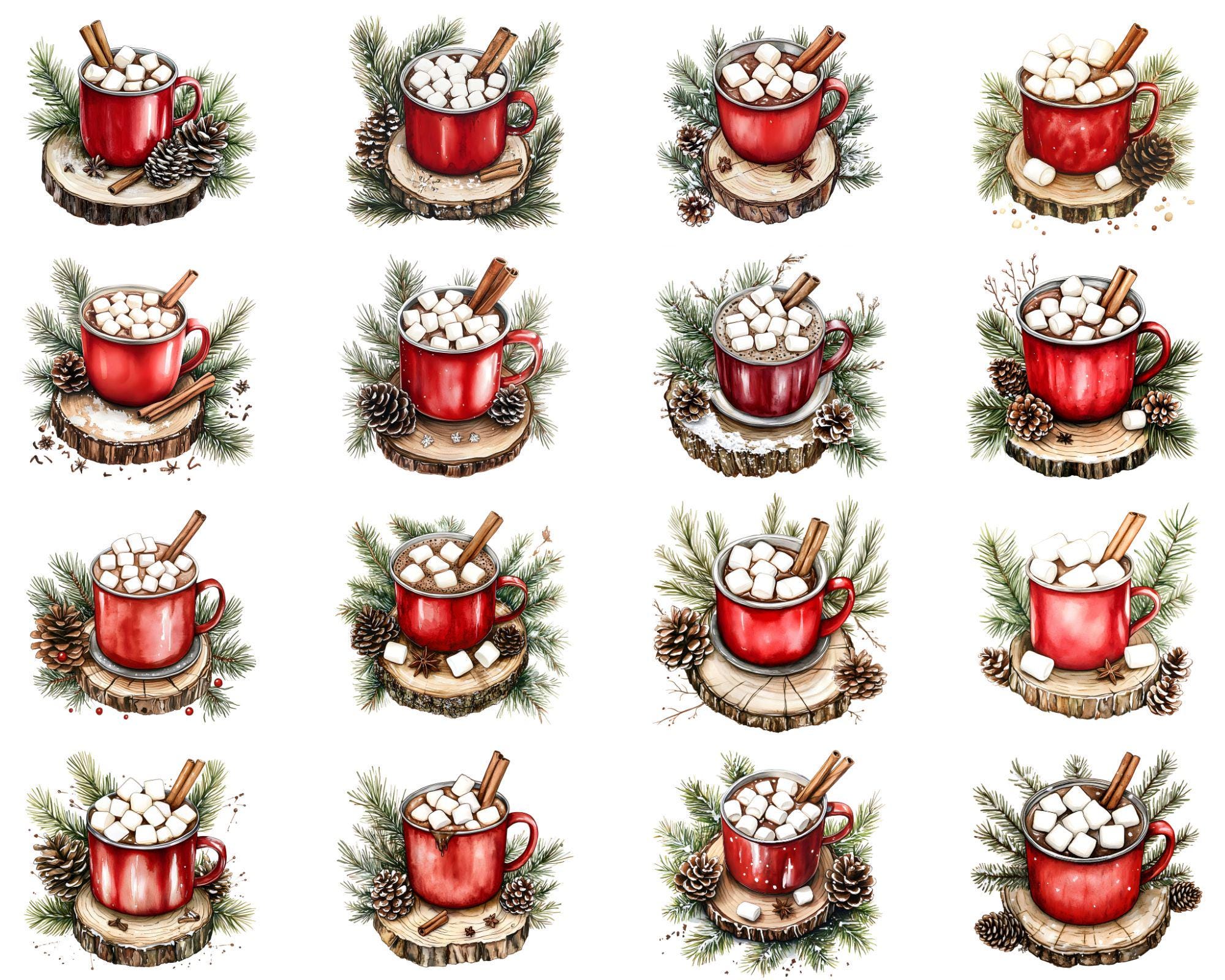 Christmas Hot Chocolate Clipart: Festive Cocoa JPG Images (digital ...
