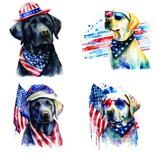 Patriotic Labrador Retriever Clipart, 8 Labrador Jpgs, 4th of July ...