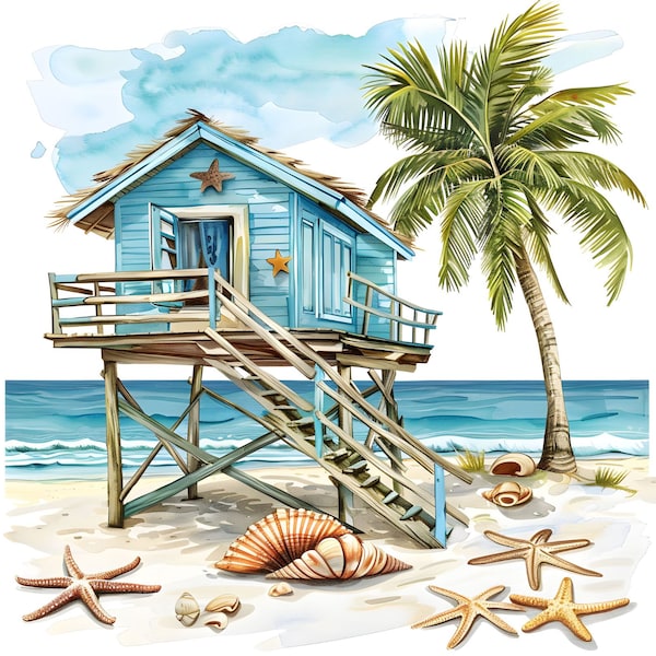 Beach House Clip Art - Etsy