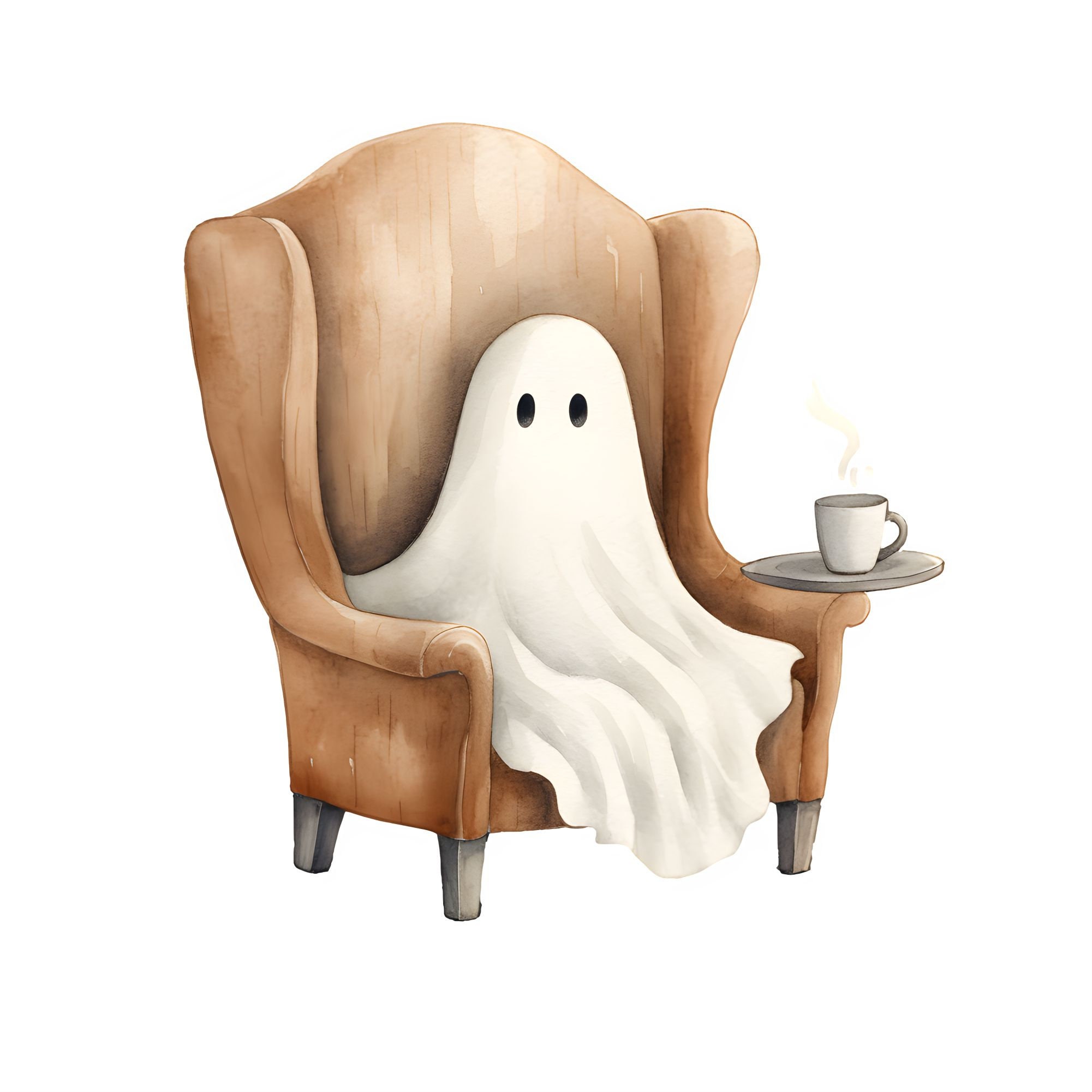Ghost on Chair Clipart, Ghost PNG, Halloween Clipart, Cute Ghost Png ...