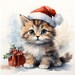 Christmas Cats Digital Paper, Printable Christmas Wall Art, Watercolor ...