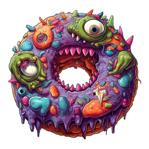 Monster Halloween Donut, 12 High-quality Jpgs, Spooky Donut, Halloween ...
