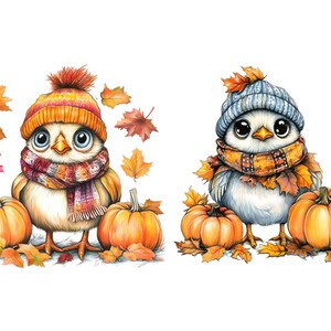 Autumn Chicken Clipart, 14 JPG, Cute Fall Clip Art, Paper Crafting ...