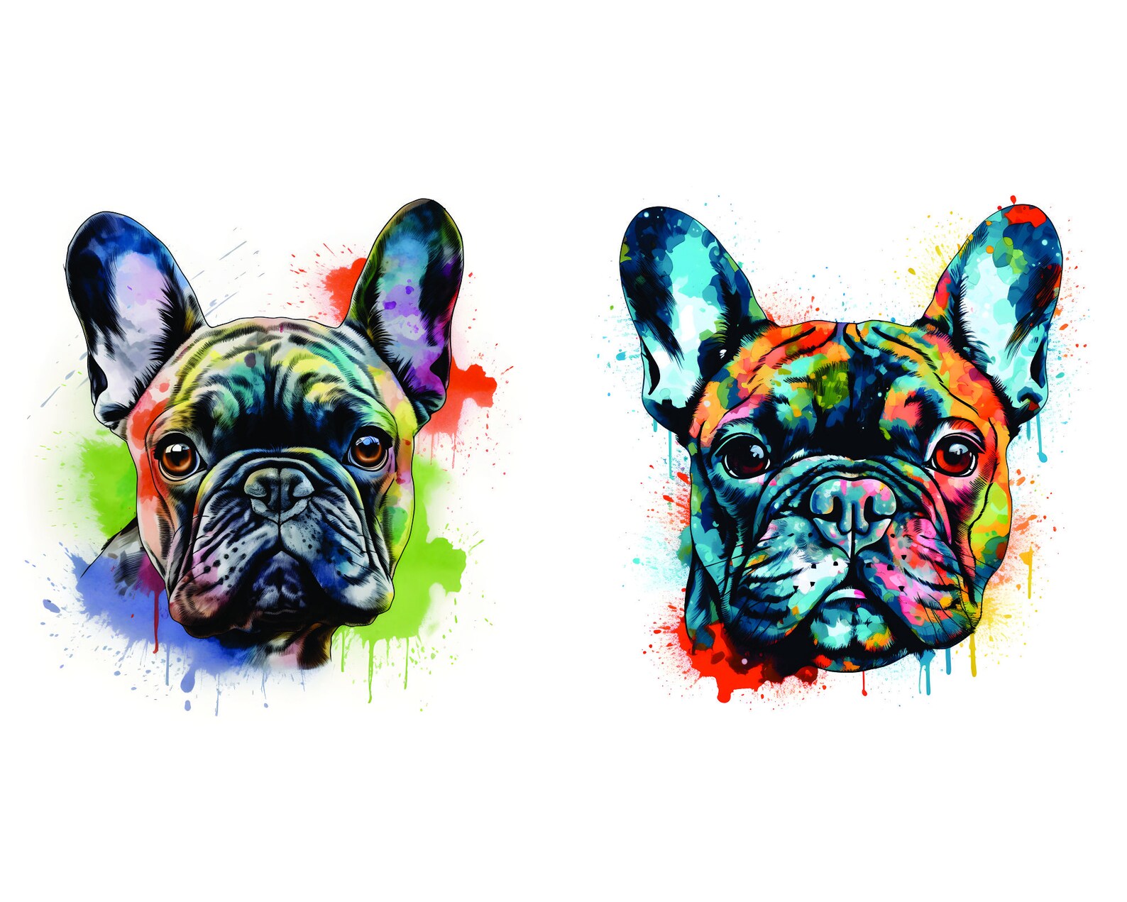 French Bulldog Watercolor Clipart, 16 High Quality Jpgs, Frenchie ...