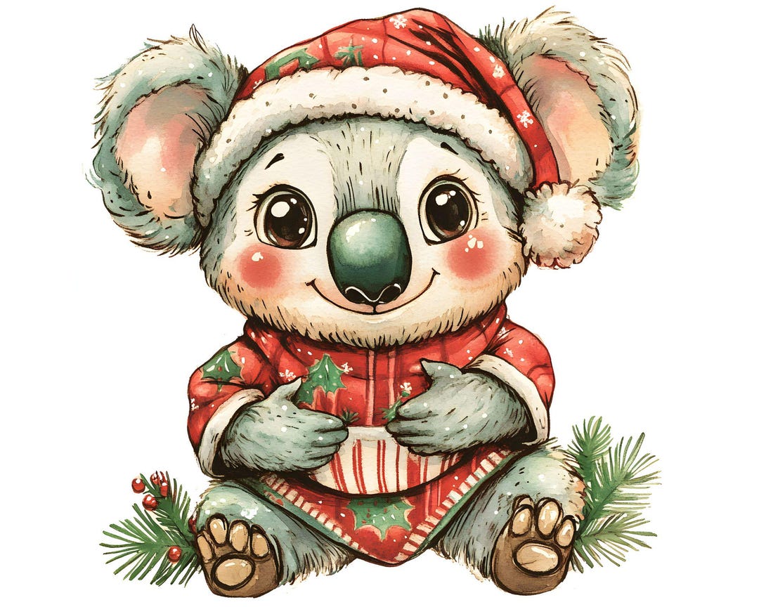 Christmas Koala Clipart: Whimsical Xmas Images (digital Download) - Etsy