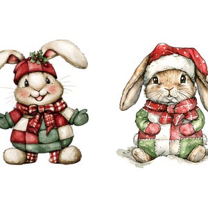 Cute Christmas Bunny Clipart, 14 JPG, Whimsical Xmas Clip Art, Paper ...