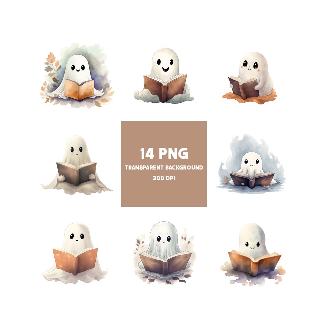 Reading Ghost Clipart, 14 PNG, Ghost With Book, Halloween Clip Art ...
