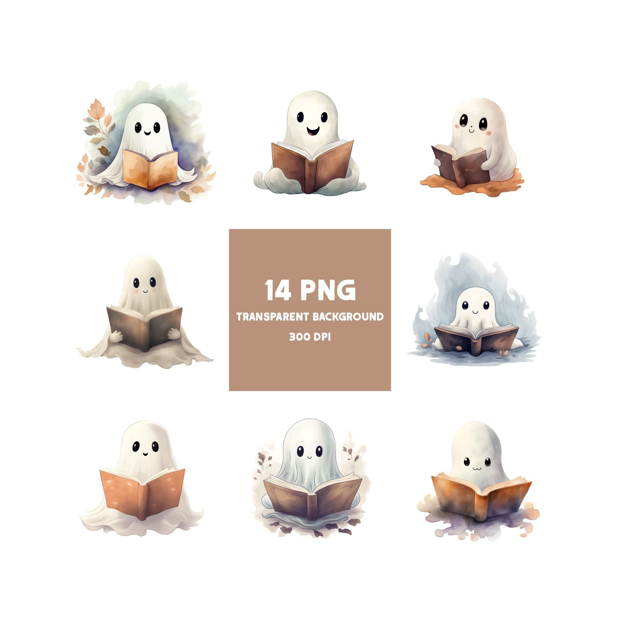 Ghost Clipart Ghost Reading A Book Ghost Png Halloween - Etsy