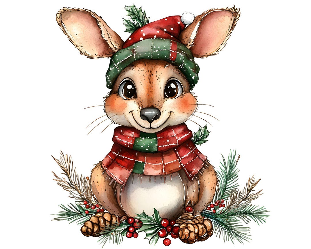 Christmas Kangaroo Clipart, 14 JPG, Whimsical Xmas Clip Art, Paper ...