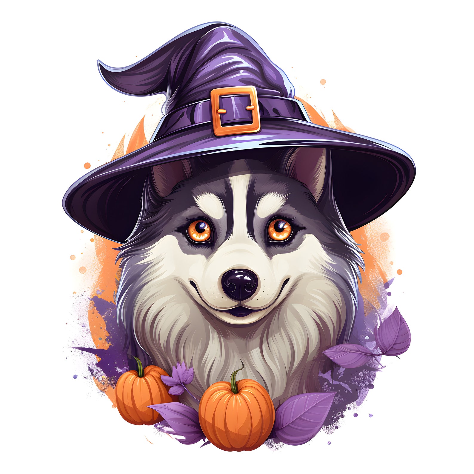 Halloween Siberian Husky Clipart 12 Jpgs Watercolor - Etsy