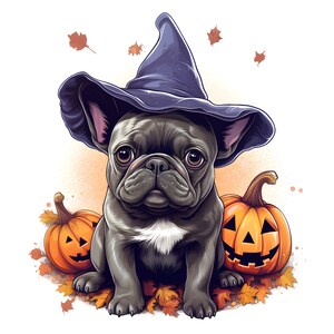 Halloween French Bulldog Clipart, 12 Jpgs, Watercolor Halloween, Cute ...