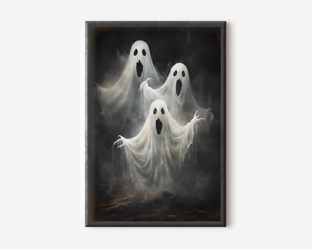 Ghost Wall Print, Halloween Printable, Ghost Art Printable, Ghost ...