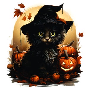 Cute Halloween Cat Clipart, 12 Jpgs, Halloween Clipart, Halloween Cat ...