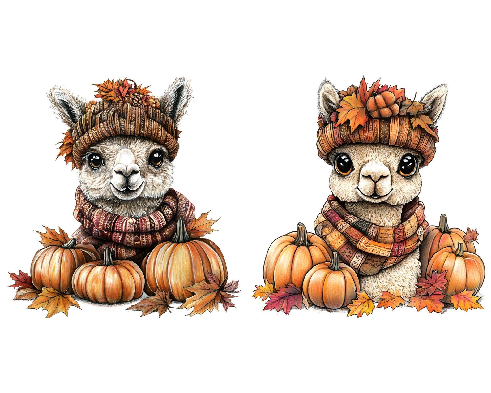 Autumn Alpaca Clipart, 14 JPG, Cute Fall Clip Art, Paper Crafting, Card ...