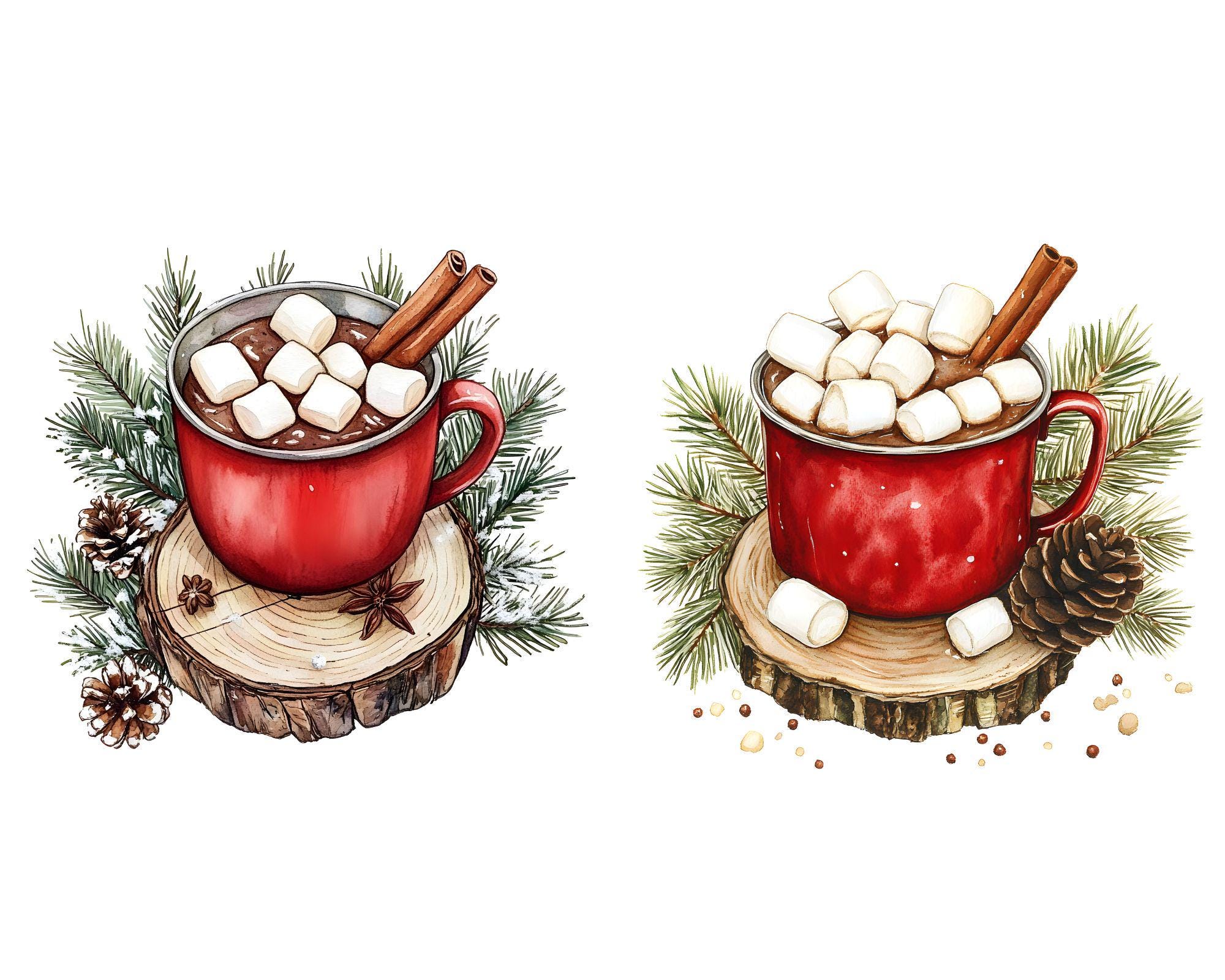 Christmas Hot Chocolate Clipart: Festive Cocoa JPG Images (digital ...