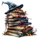 Witch Books Clipart, 16 JPG, Mixed Media Halloween Stack of Books ...