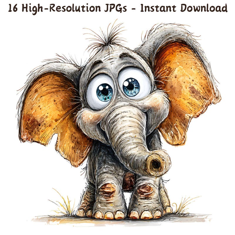 Elephant Funny Clipart - Etsy