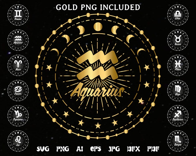 SEGNI ZODIACALI SVG - Pacchetto zodiacale / File in bianco e nero ...