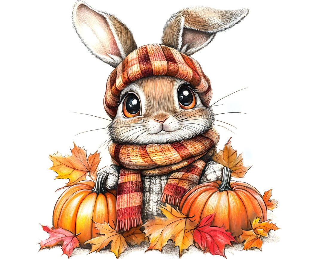 Autumn Rabbit Clipart, 14 JPG, Cute Mouse Fall Clip Art, Paper Crafting ...