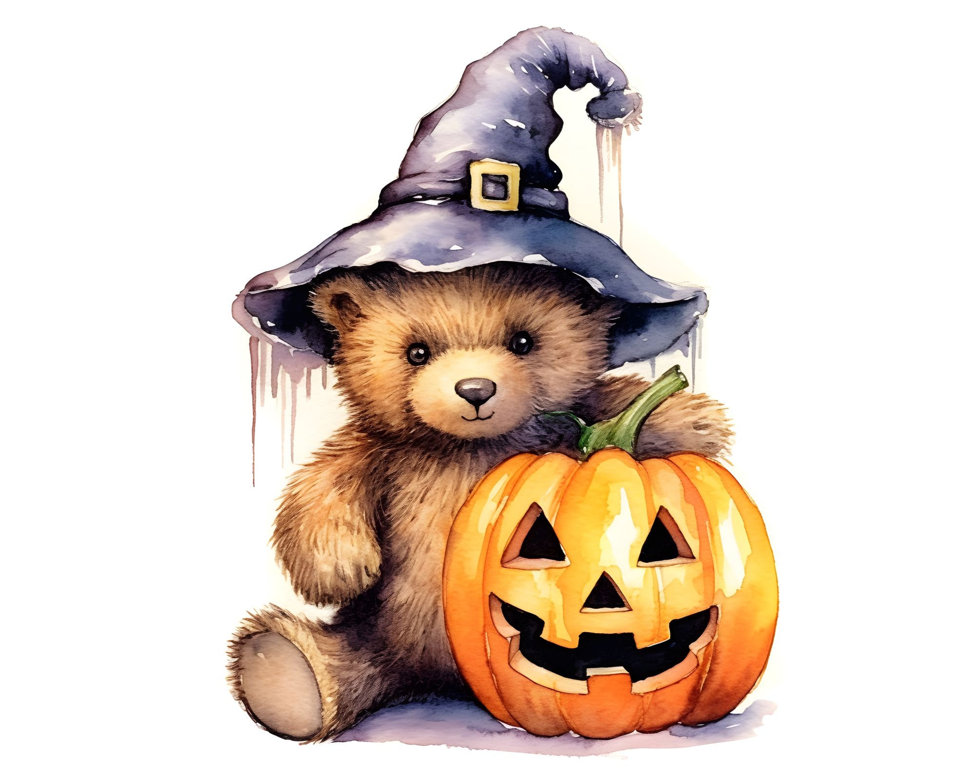 Halloween Teddy Bear Clipart, 14 JPG, Watercolor Teddy Bear, Halloween ...