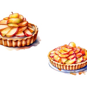 Watercolor Apple Tart Clipart, 16 PNG, Fruit Tart, Food Clipart ...