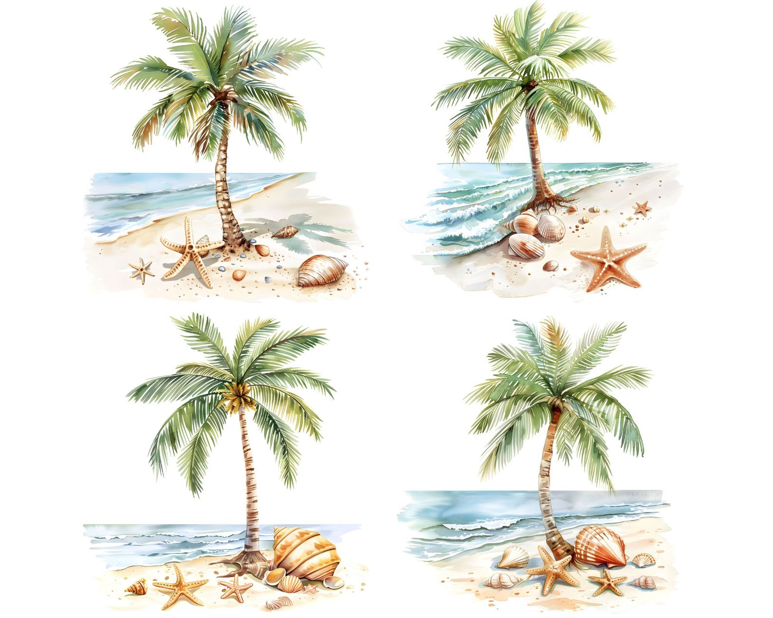 Beach Palm Tree Clipart: Summer Scrapbooking Jpgs (digital Download) - Etsy