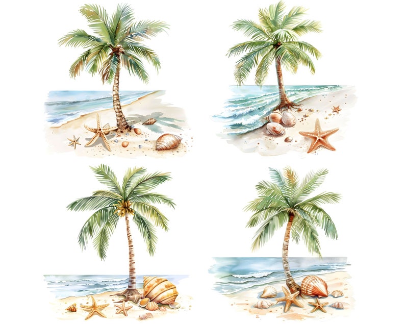 Beach Palm Tree Clipart: Summer Scrapbooking Jpgs (digital Download) - Etsy