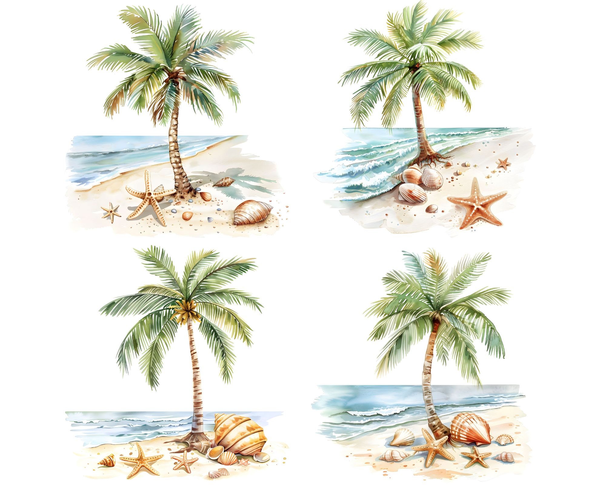 Beach Palm Tree Clipart: Summer Scrapbooking Jpgs (digital Download) - Etsy