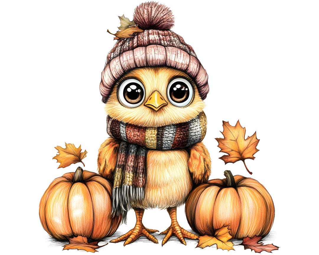 Autumn Chicken Clipart, 14 JPG, Cute Fall Clip Art, Paper Crafting ...