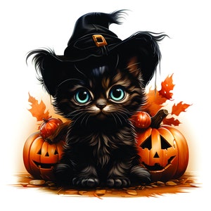 Cute Halloween Cat Clipart, 12 Jpgs, Halloween Clipart, Halloween Cat ...