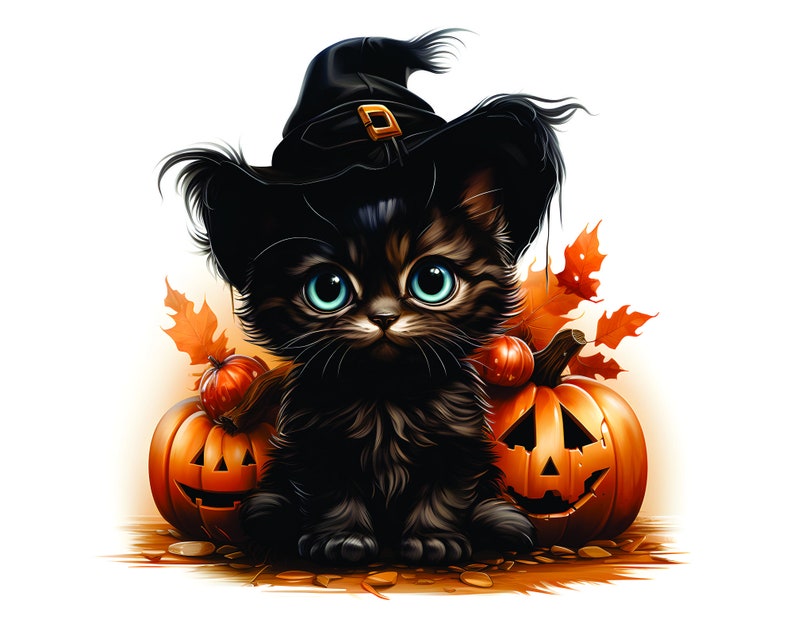 Cute Halloween Cat Clipart 12 Jpgs Halloween Clipart - Etsy