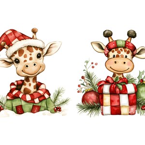 Christmas Giraffe Clipart, 14 JPG, Whimsical Xmas Clip Art, Paper ...