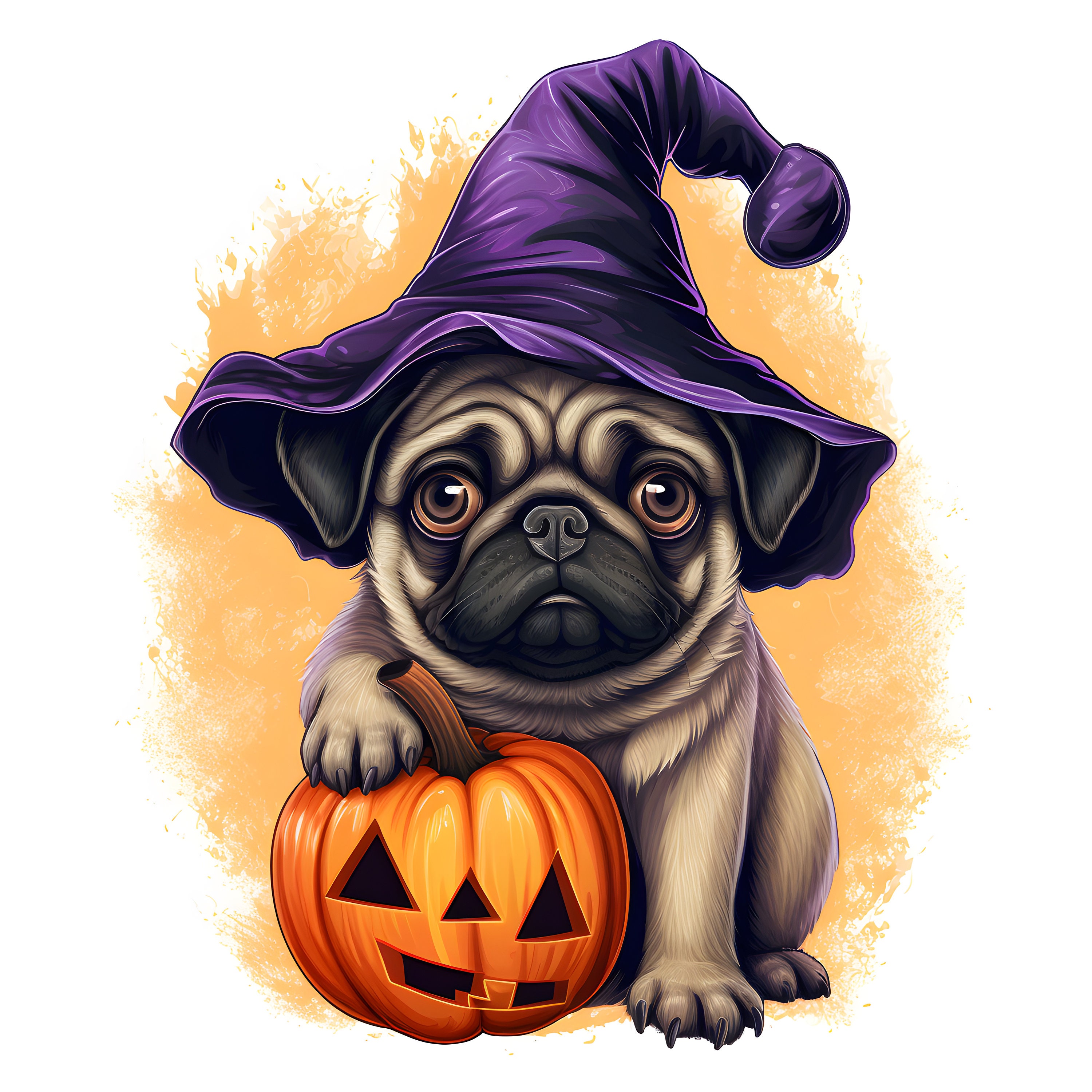 Halloween Pug Clipart 12 Jpgs Watercolor Pug Watercolor - Etsy