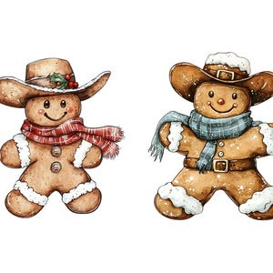 Cowboy Gingerbread Clipart, 14 PNG, Sublimation Christmas Clip Art ...