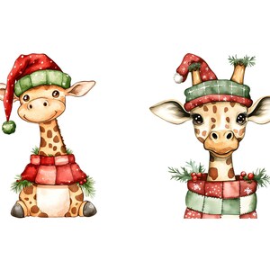 Christmas Giraffe Clipart, 14 JPG, Whimsical Xmas Clip Art, Paper ...